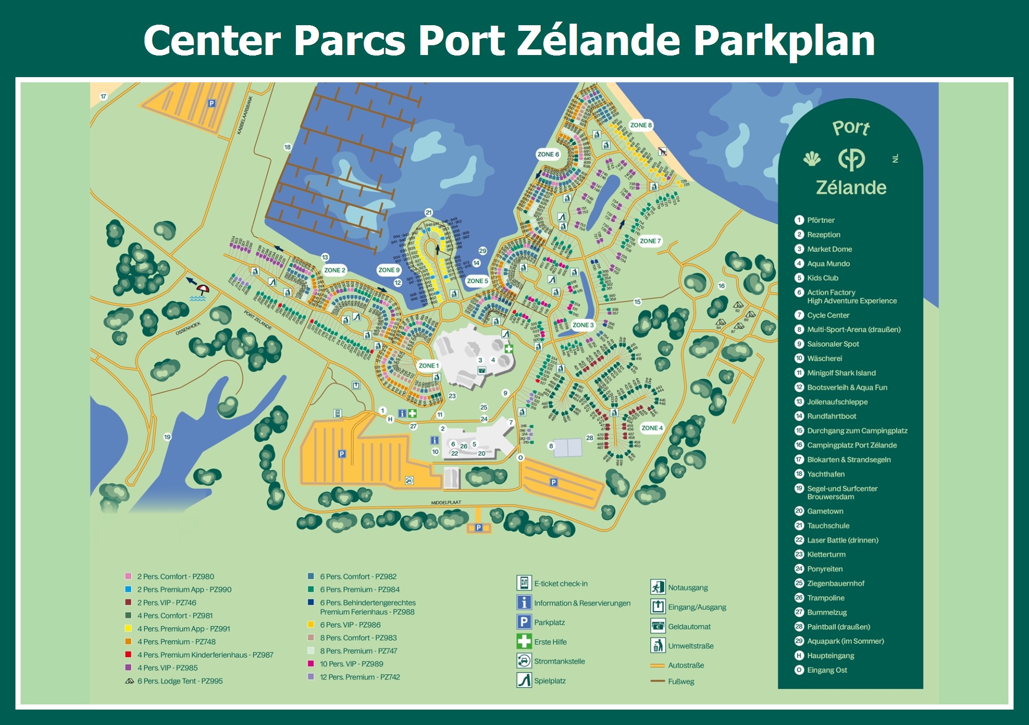 // Karte und Lageplan von Center Parcs Port Zélande | ParkExplorer