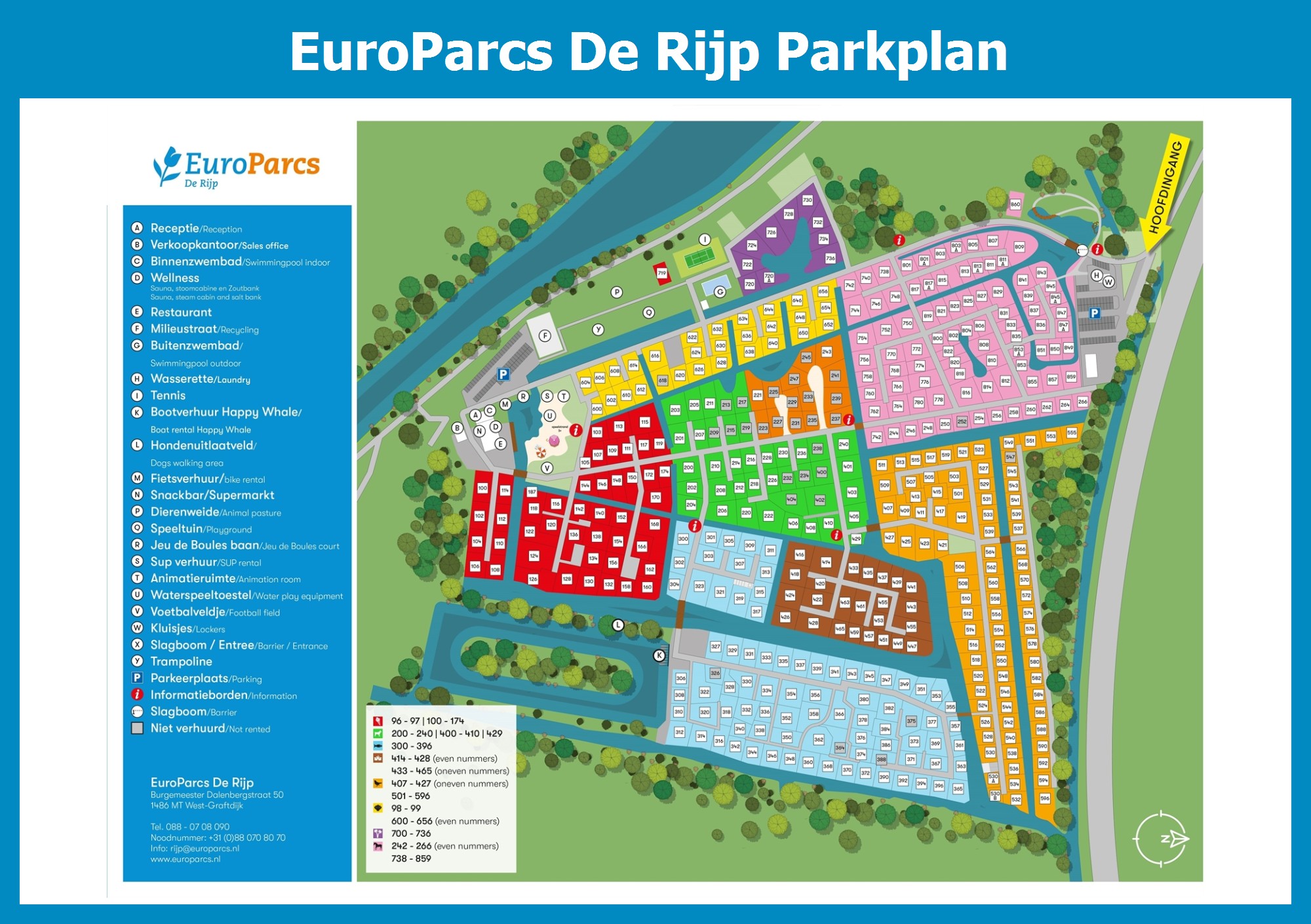 // EuroParcs De Rijp Karte mit allen Ferienhäusern und Einrichtungen ...