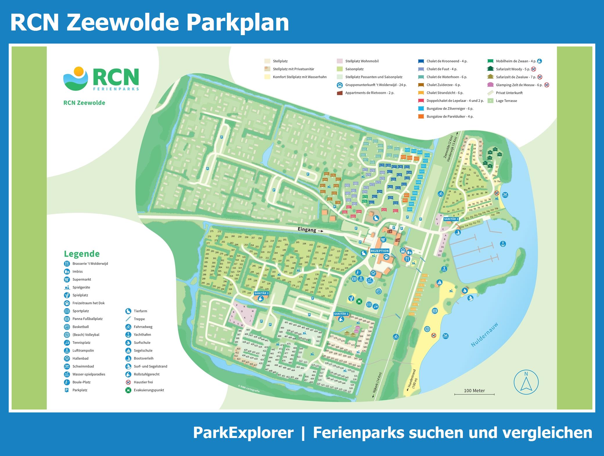 RCN Zeewolde Karte mit allen Ferienhäusern und Einrichtungen ...