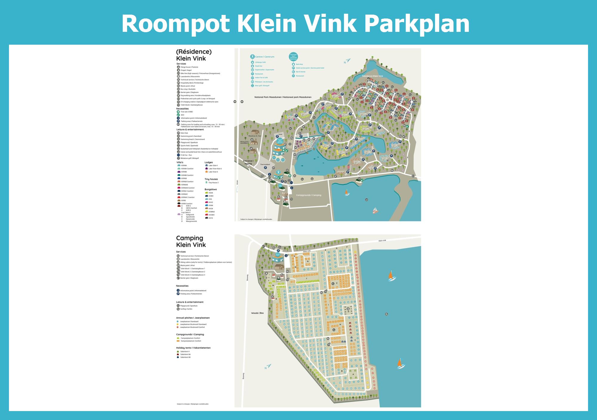 // Roompot Klein Vink Karte mit allen Ferienhäusern und Einrichtungen ...